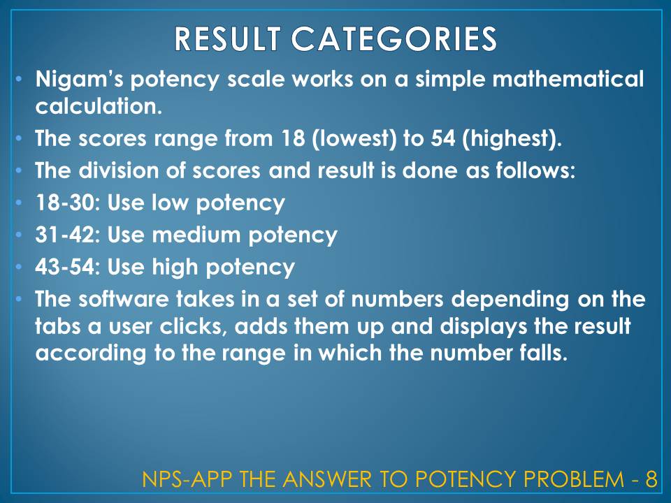 Nigam Potency Scale